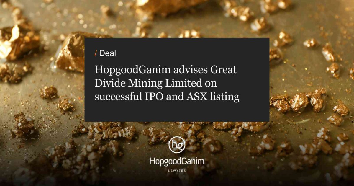 HopgoodGanim advises Great Divide Mining… | HopgoodGanim Lawyers