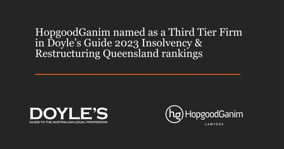 HopgoodGanim Lawyers named in four corporate… | HopgoodGanim Lawyers